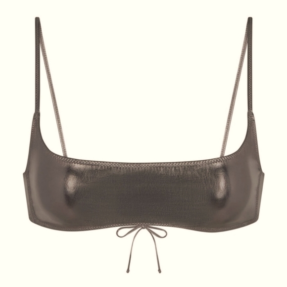 SKIMS | Swim | Nwt Skims Swim Micro Scoop Bikini Top In Metallic Carbon ...